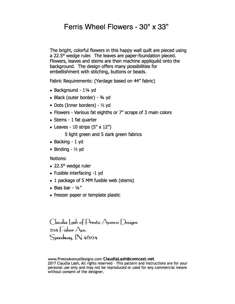 Ferris Wheel Flowers Quilting Patterns – Quilting Books Patterns and ...