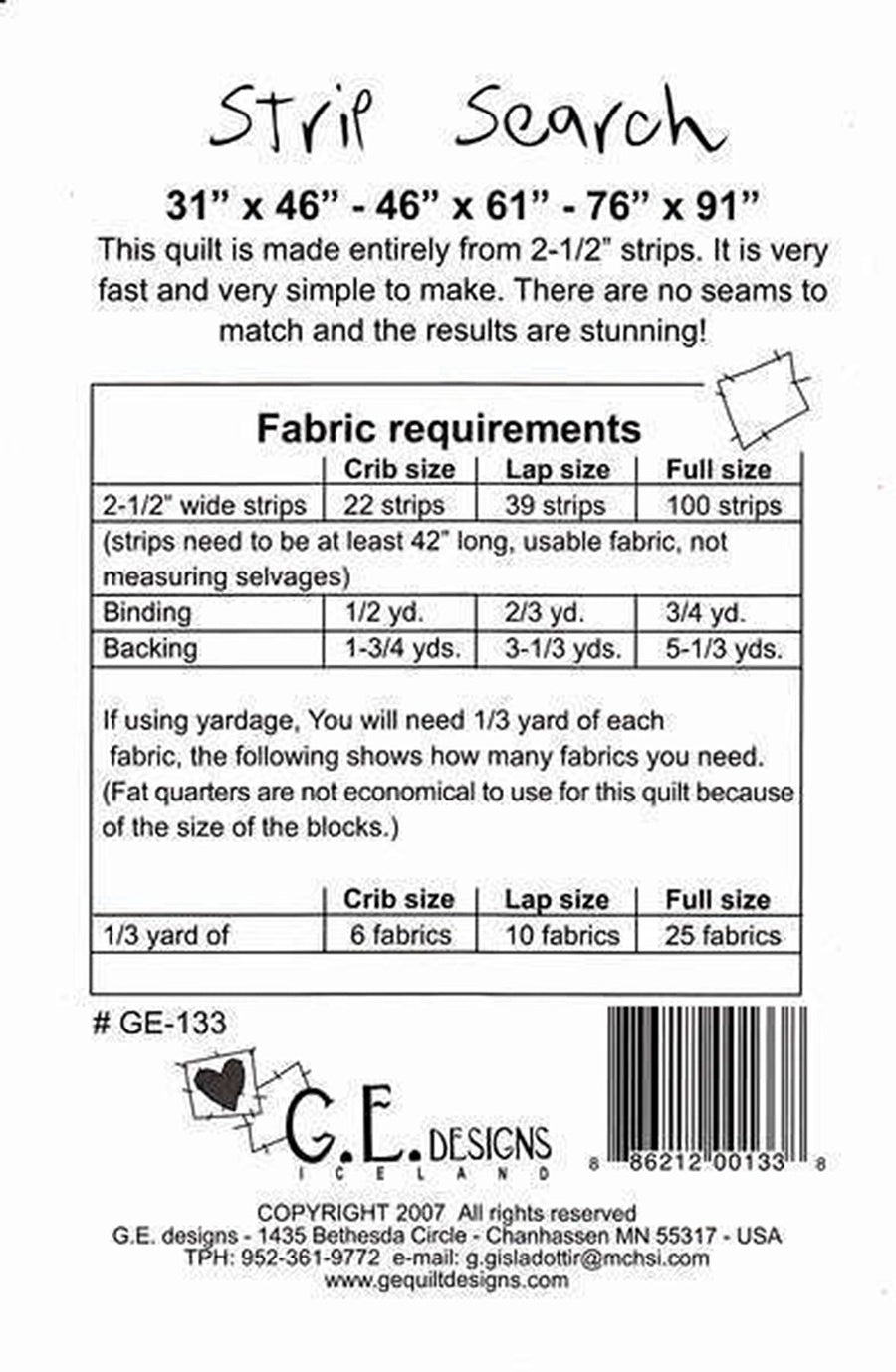 Strip Search Pattern – Quilting Books Patterns and Notions