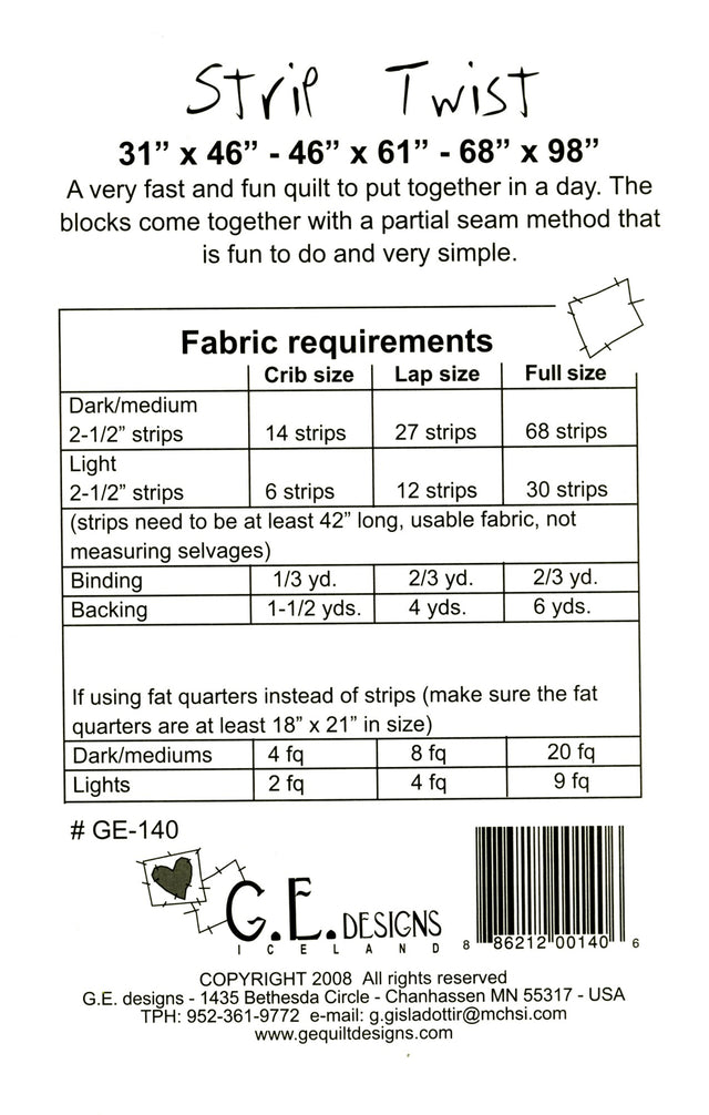 Strip Twist Pattern – Quilting Books Patterns and Notions