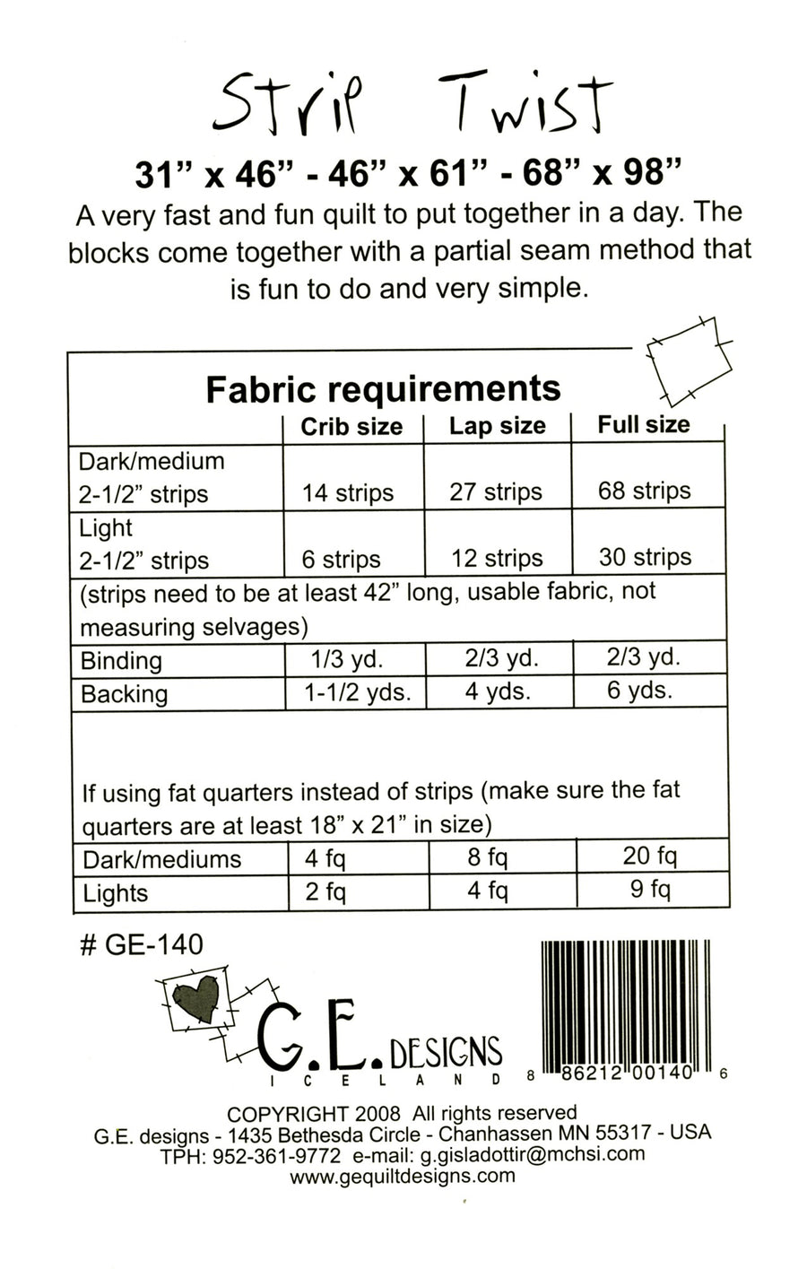 Strip Twist Pattern – Quilting Books Patterns and Notions