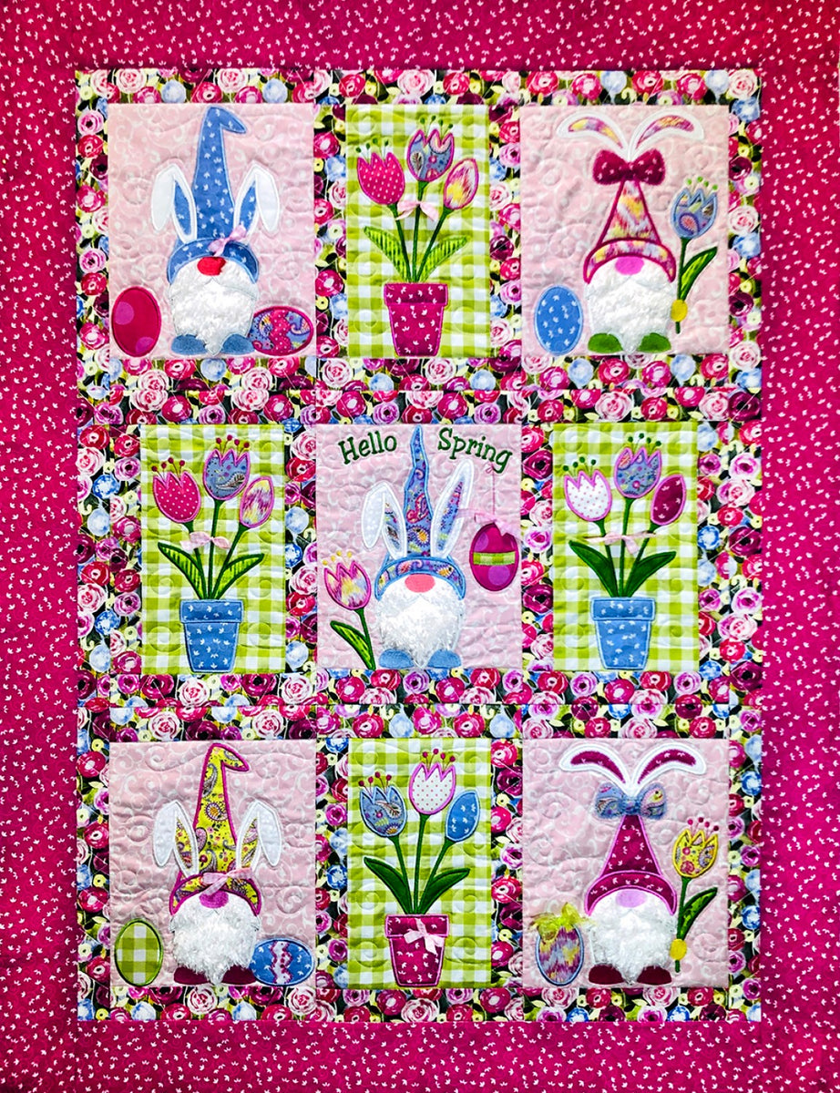 Hello Spring Bunny Gnome Quilt and Garden Flag Quilting Patterns ...