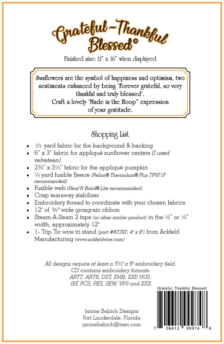 Grateful, Thankful, Blessed Table Top Display Pattern – Quilting Books ...