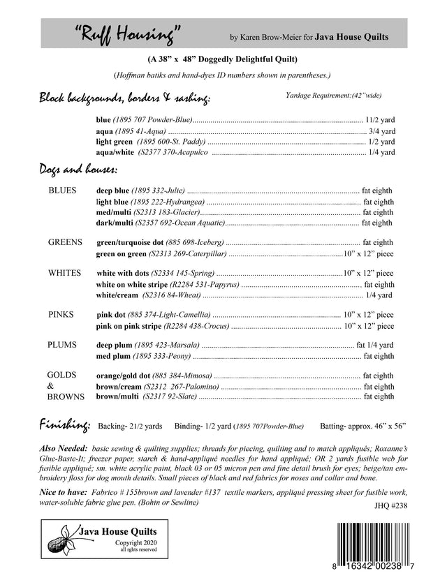 Ruff Housing Patterns – Quilting Books Patterns and Notions