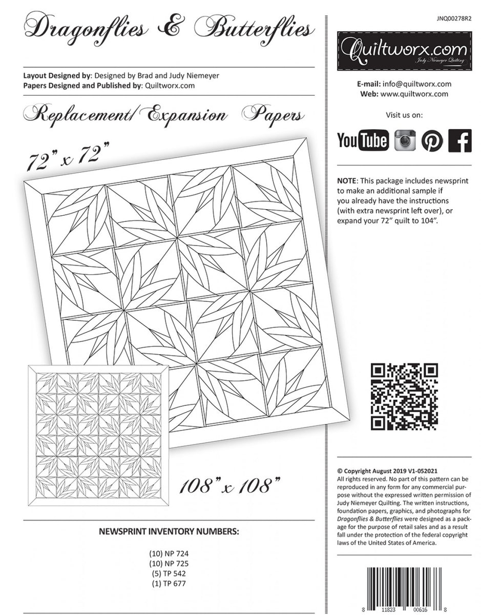 Dragonflies & Butterflies Replacement/Expansion papers Quilt Patterns ...
