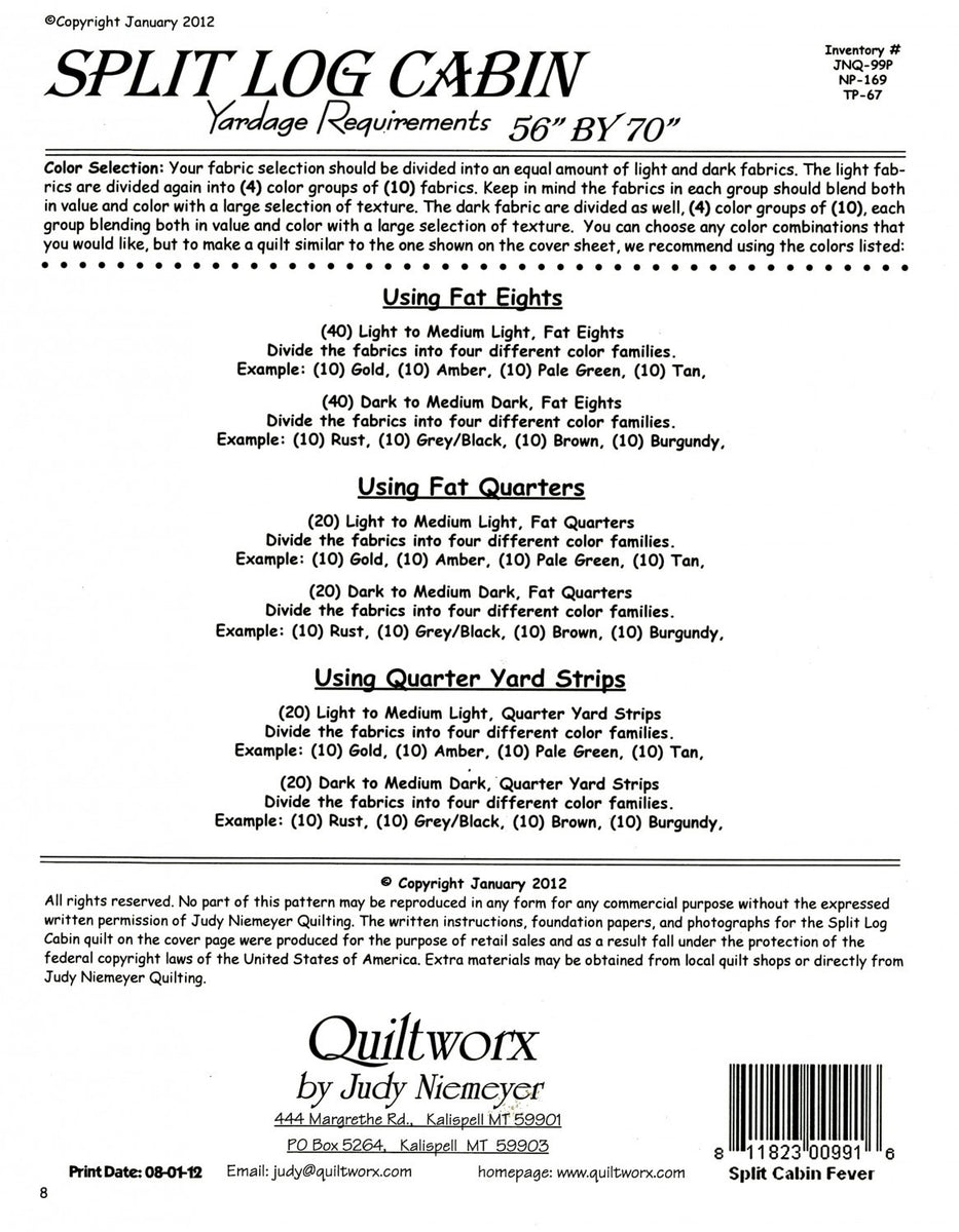 Split Log Cabin QBPN Patterns – Quilting Books Patterns and Notions