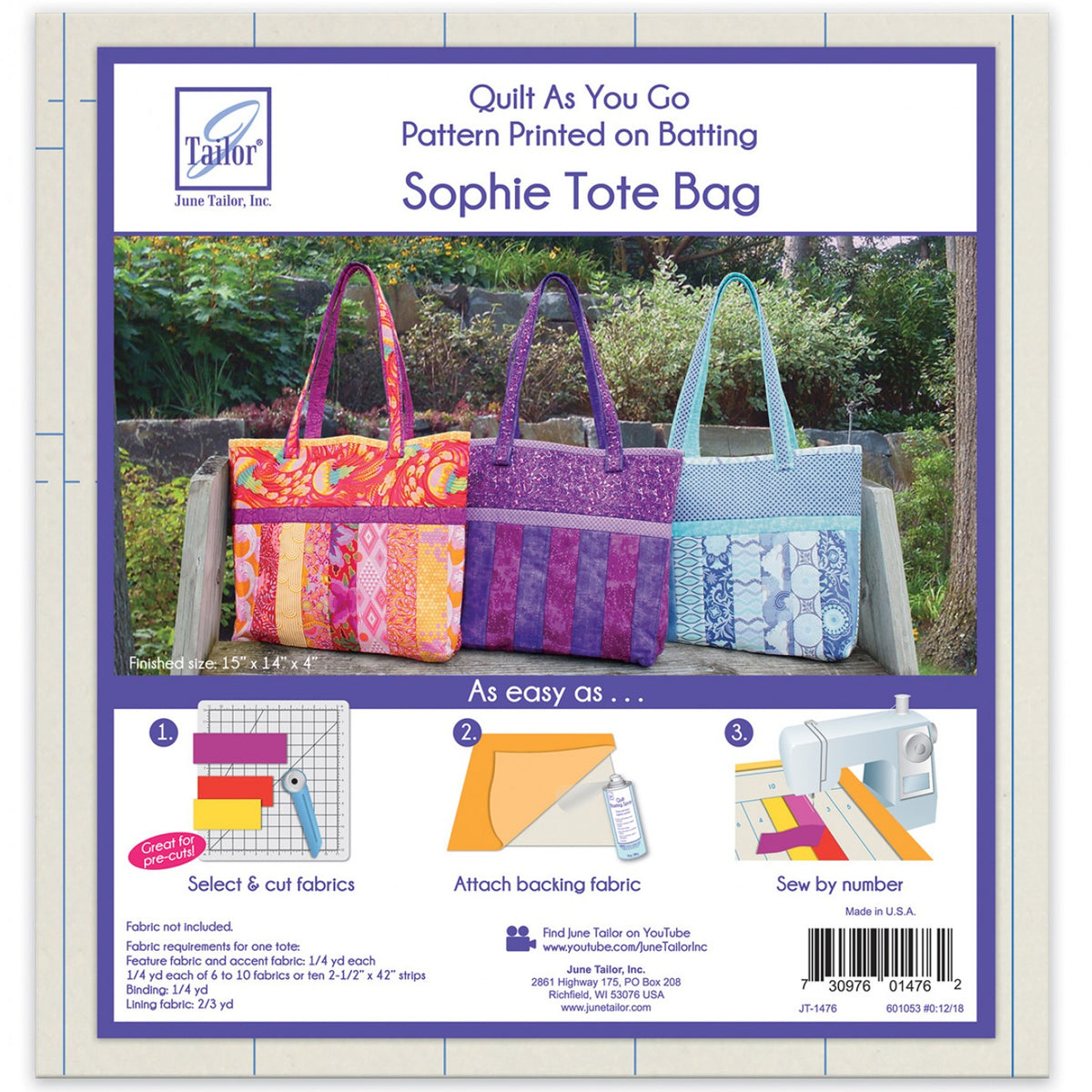 Quilt As You Go Tote Sophie Design Pattern – Quilting Books Patterns ...