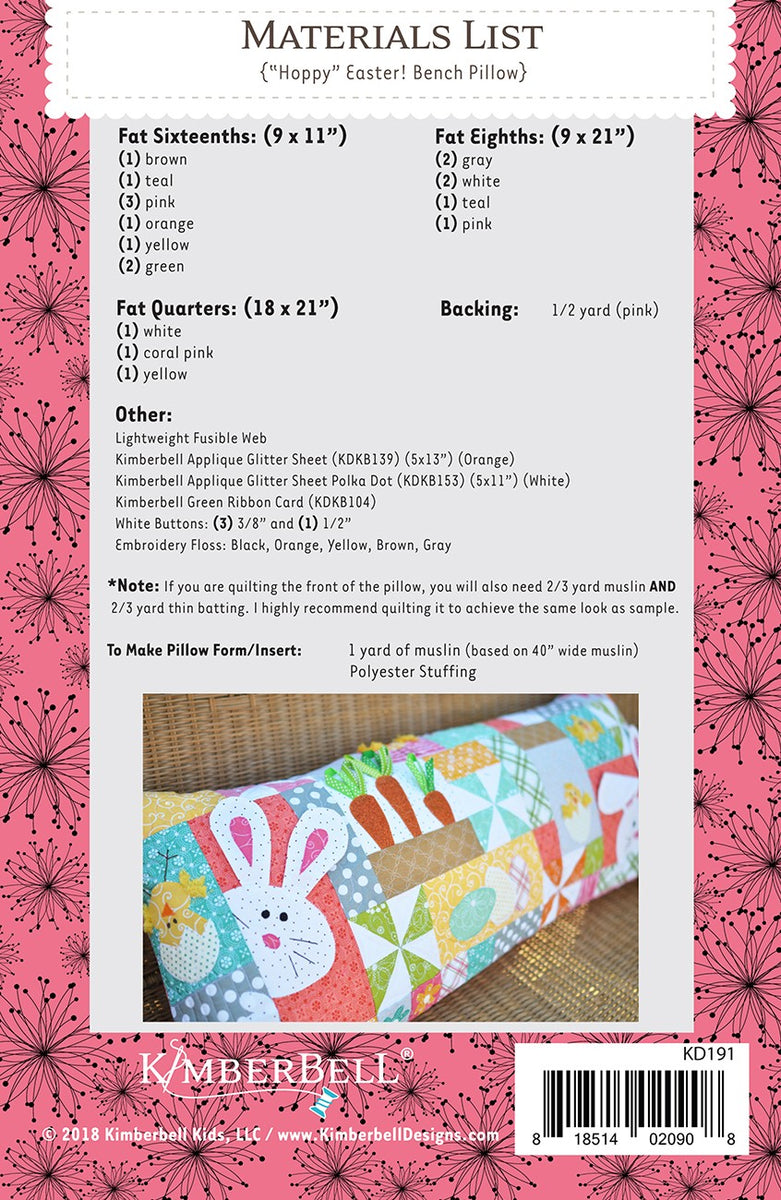 Hoppy Easter Pillows Bench Pillow - Sewing Version Quilting Patterns ...