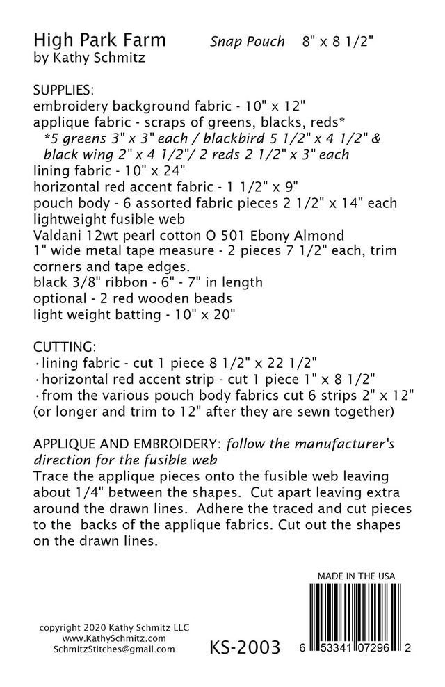 High Park Farm Pattern – Quilting Books Patterns and Notions