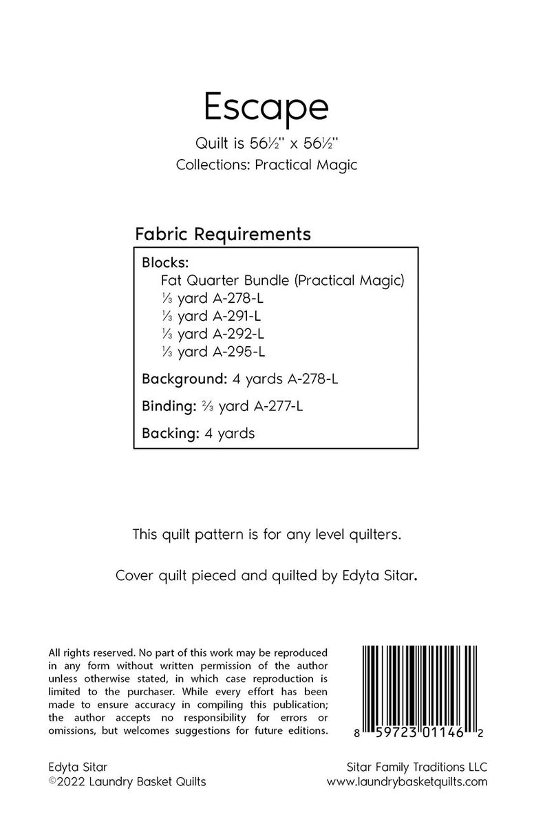 Escape Quilt Pattern – Quilting Books Patterns and Notions