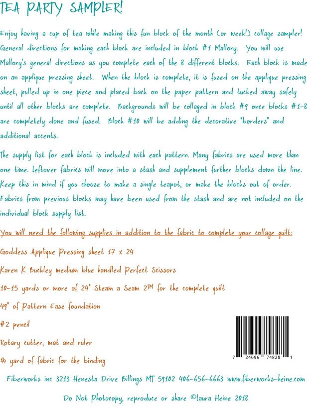Tea Party Collage Pattern Quilters Pattern – Quilting Books Patterns ...