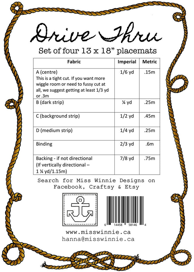 Drive Thru Placemat Quilters Pattern – Quilting Books Patterns and Notions