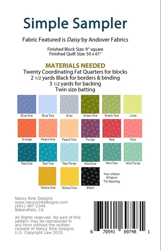 Simple Sampler Quilting Patterns – Quilting Books Patterns and Notions