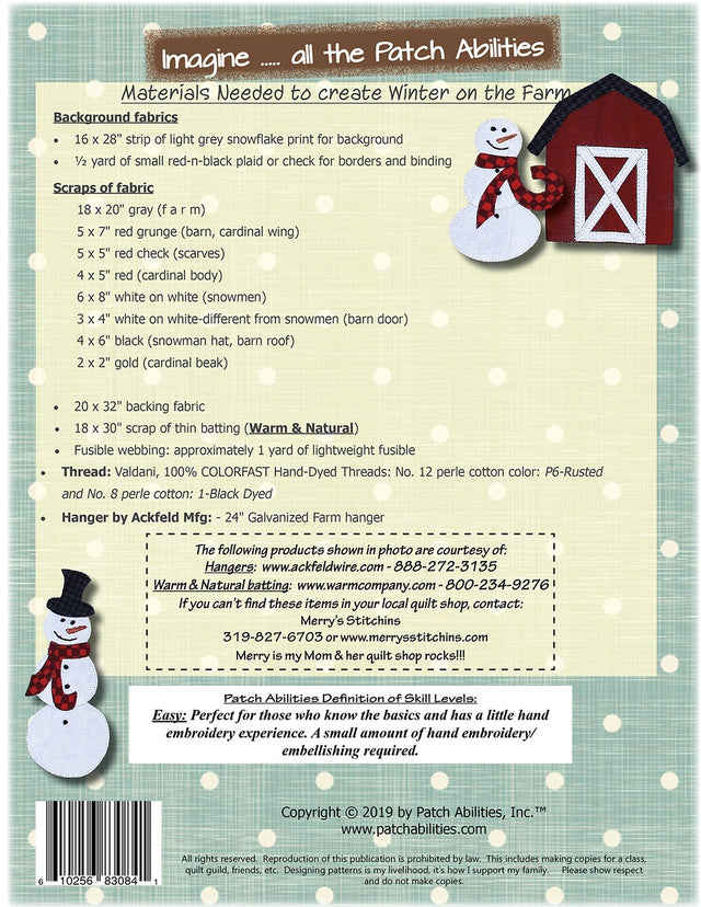 Winter on the Farm Pattern – Quilting Books Patterns and Notions