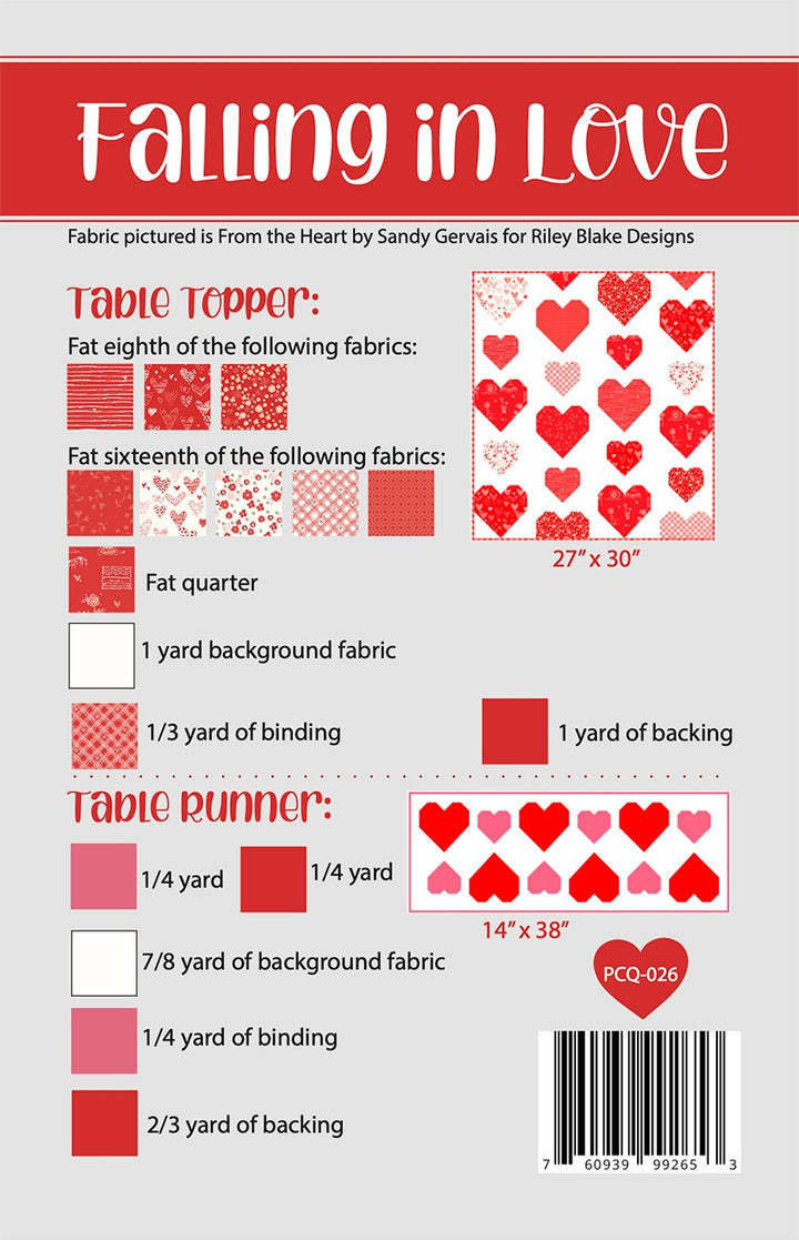 Falling in Love Patterns – Quilting Books Patterns and Notions