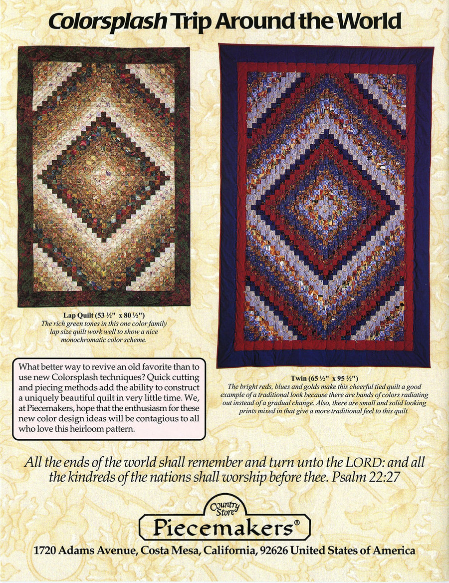 Color Splash Trip Around the World Pattern – Quilting Books Patterns ...