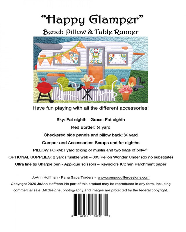 Happy Glamper Bench Pillow Pattern Pattern – Quilting Books Patterns ...