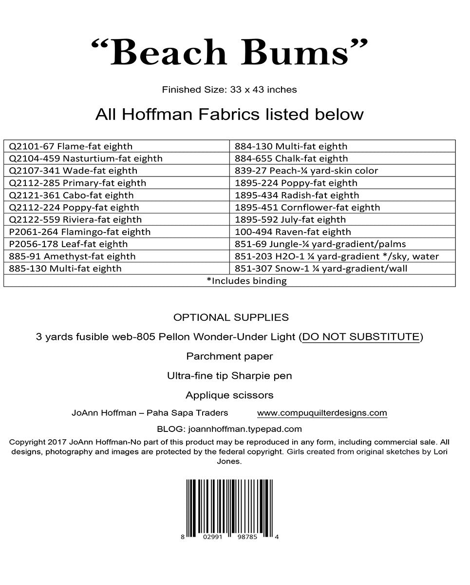 Beach Bums Quilters Pattern – Quilting Books Patterns and Notions