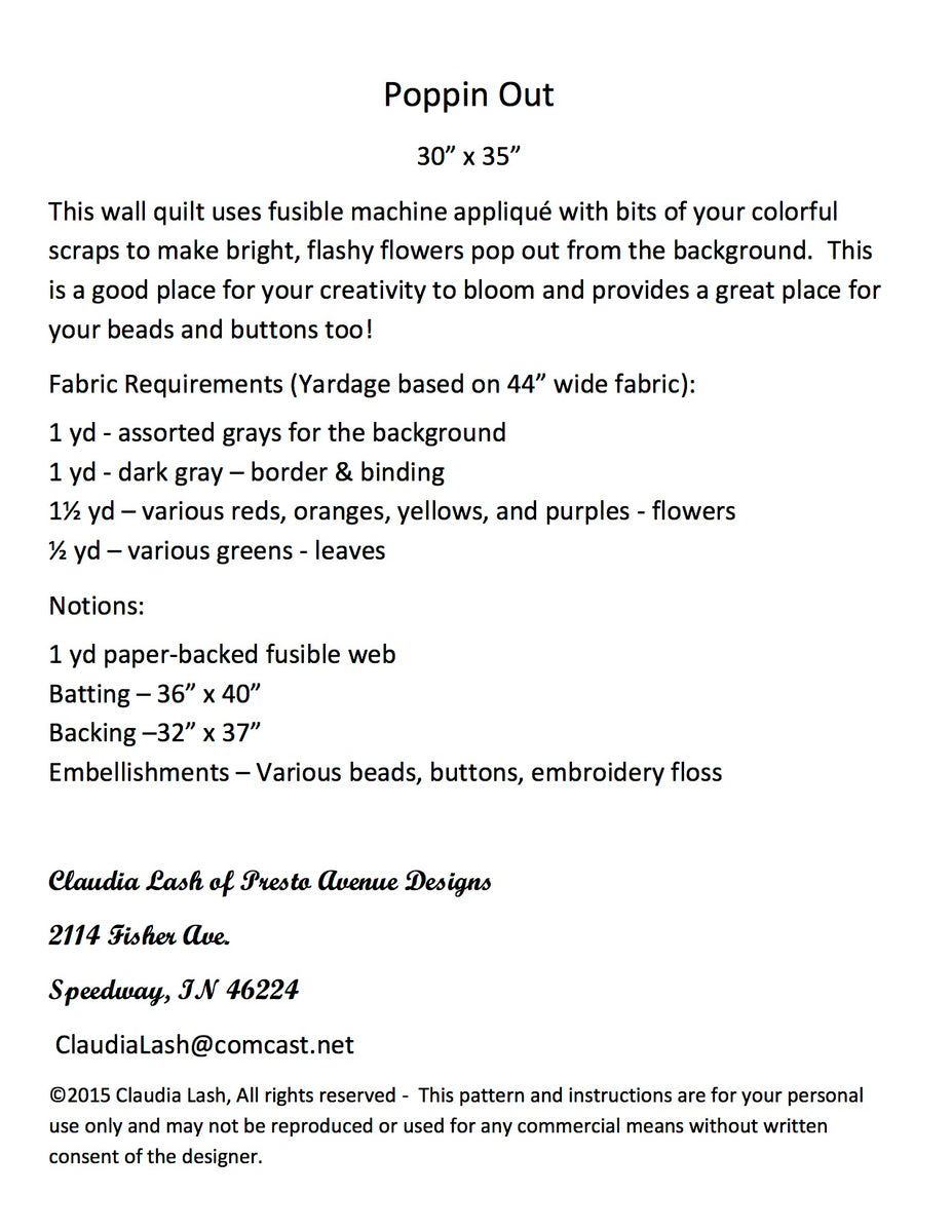 Poppin Out Quilting Patterns – Quilting Books Patterns and Notions