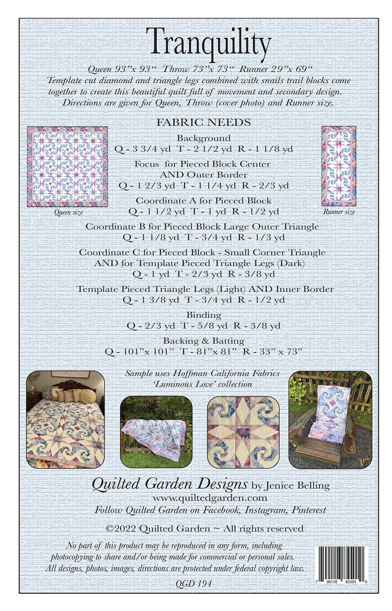 Tranquility Quilt Pattern – Quilting Books Patterns and Notions