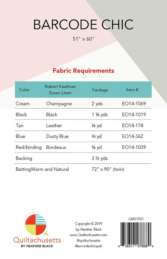 Barcode Chic Pattern – Quilting Books Patterns and Notions