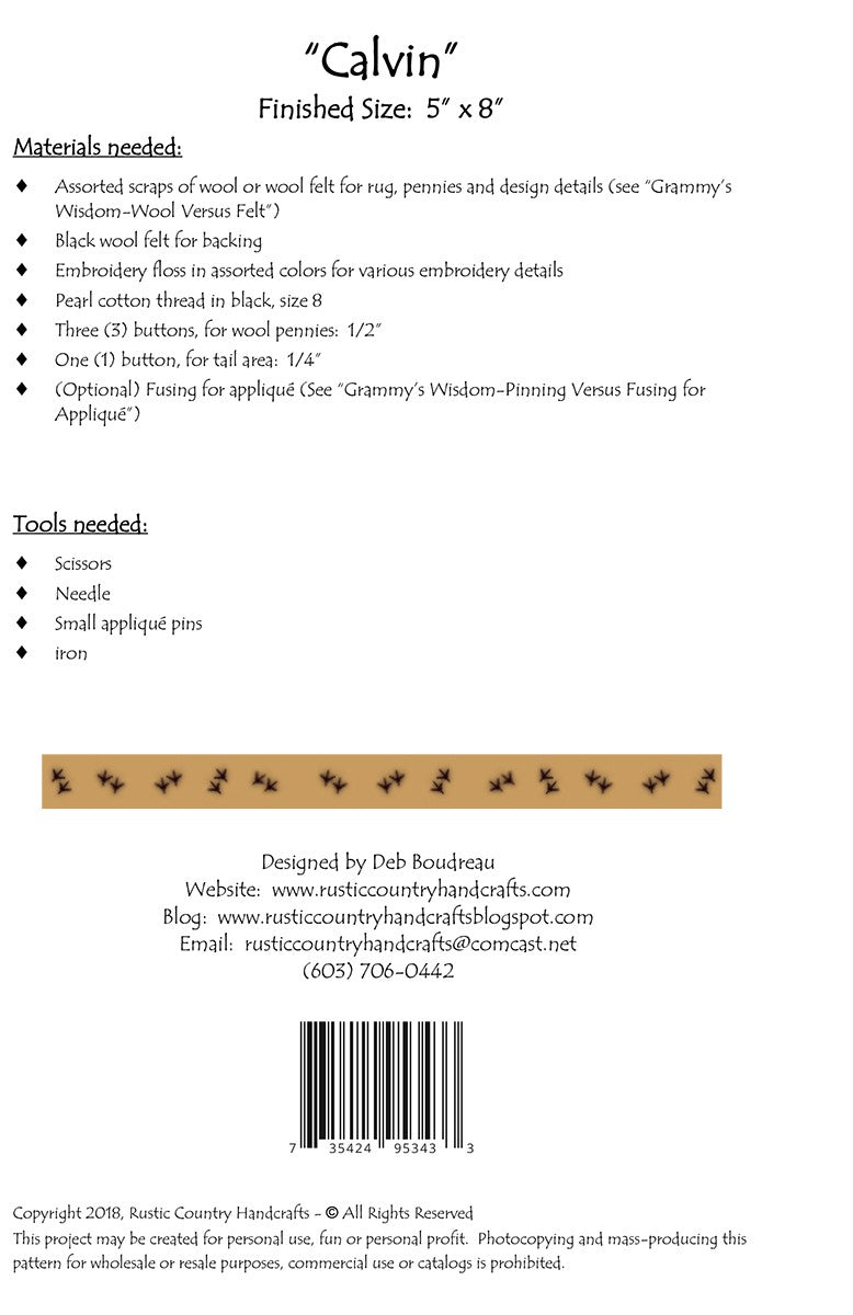 Calvin Wool Applique Quilters Pattern – Quilting Books Patterns and Notions