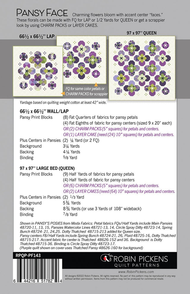 Pansy Face Quilt Pattern – Quilting Books Patterns and Notions