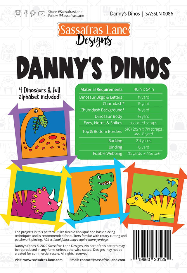 Danny's Dinos Quilt Pattern – Quilting Books Patterns and Notions