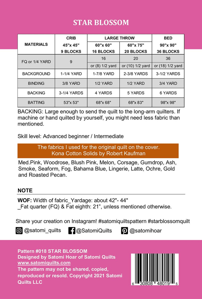 Star Blossom Quilt Pattern – Quilting Books Patterns and Notions