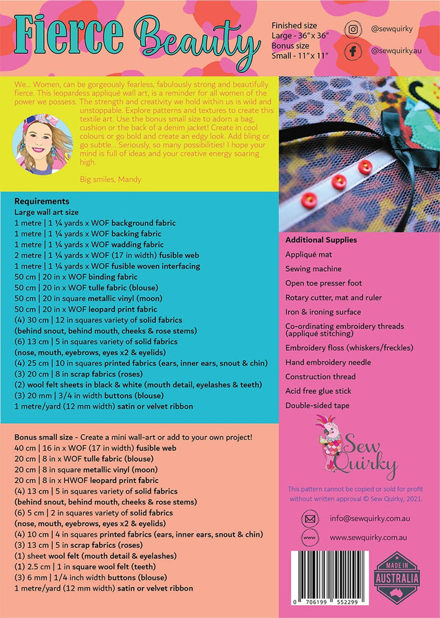 Fierce Beauty Applique Pattern Patterns – Quilting Books Patterns and ...