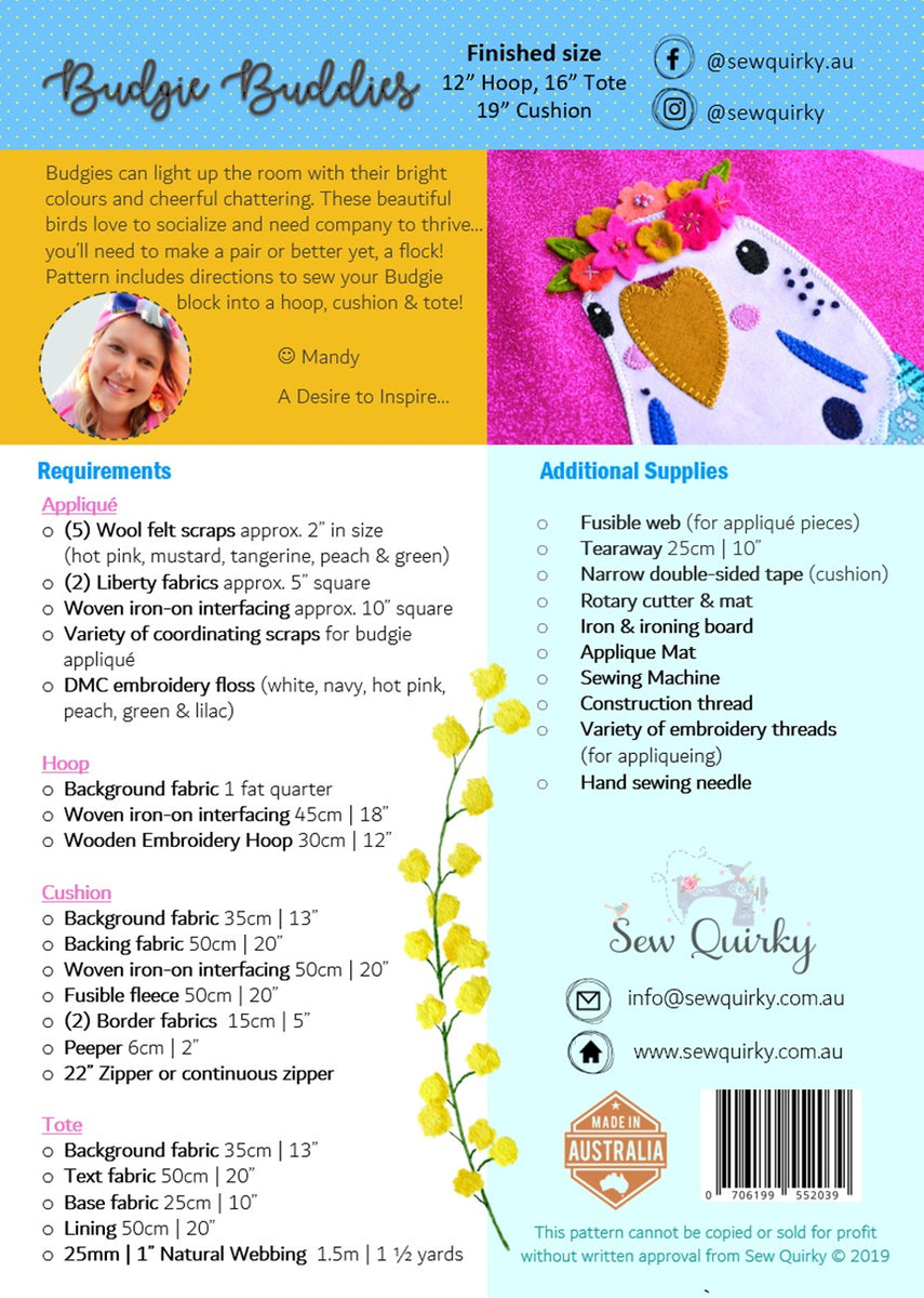 Budgie Buddies Quilting Patterns – Quilting Books Patterns and Notions