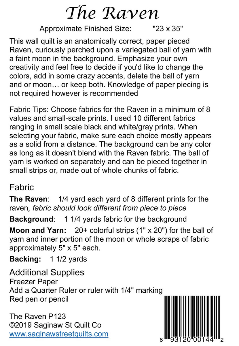 The Raven Quilting Patterns – Quilting Books Patterns and Notions