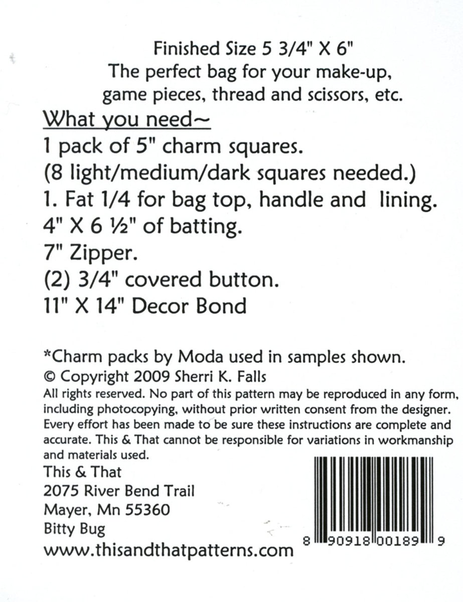 Little Scraps - Bitty Bug Bag QBPN Patterns – Quilting Books Patterns ...