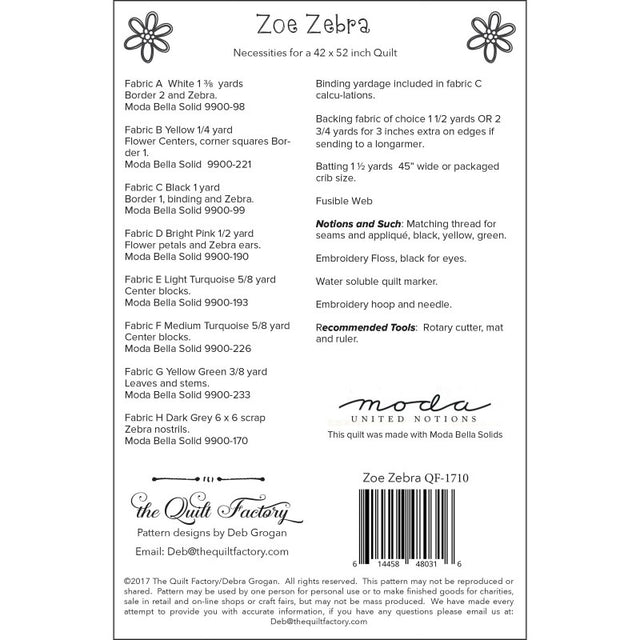 Zoe Zebra Quilt Pattern – Quilting Books Patterns and Notions