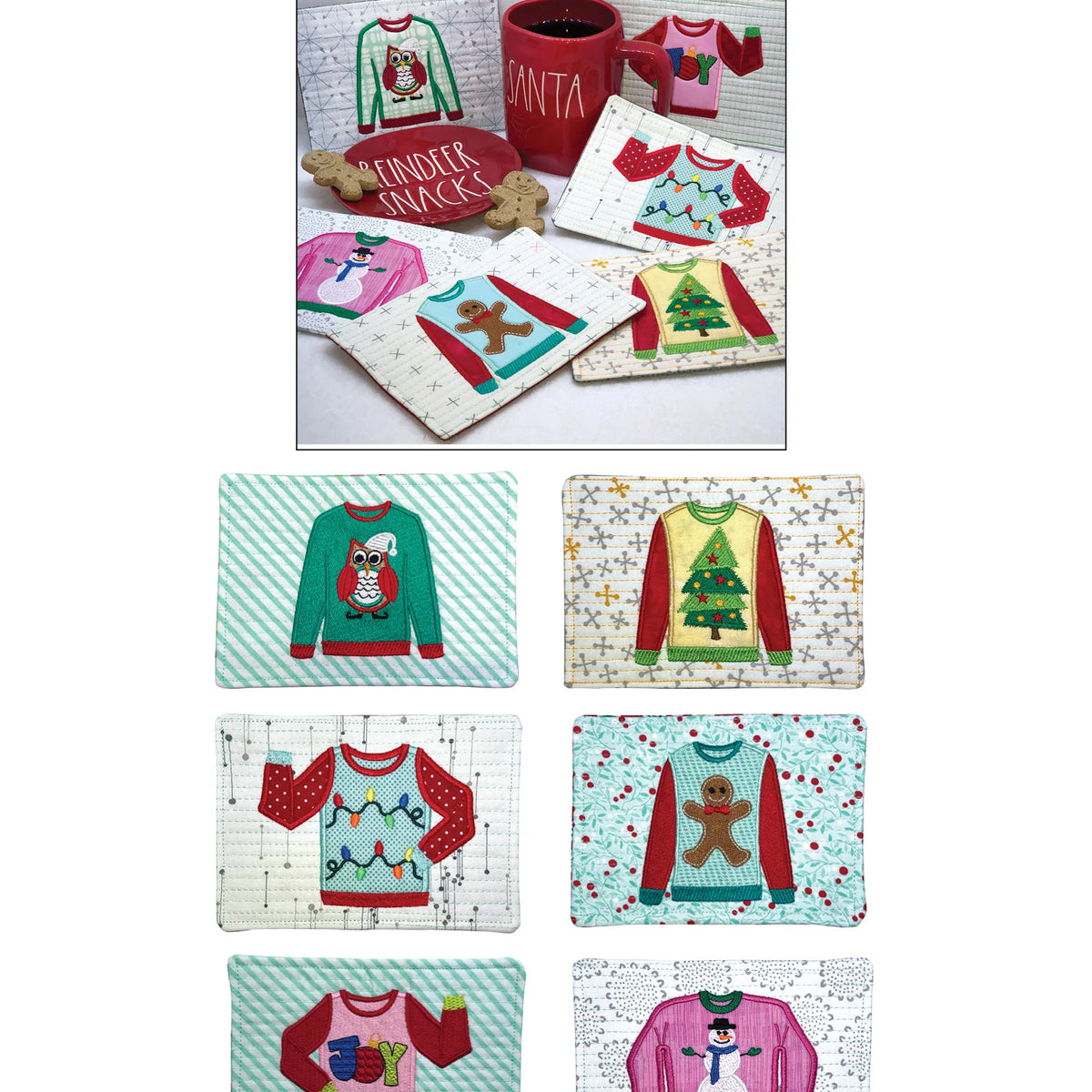 Ugly Christmas Sweaters Mug Rugs and Minis Downloadable Pattern ...