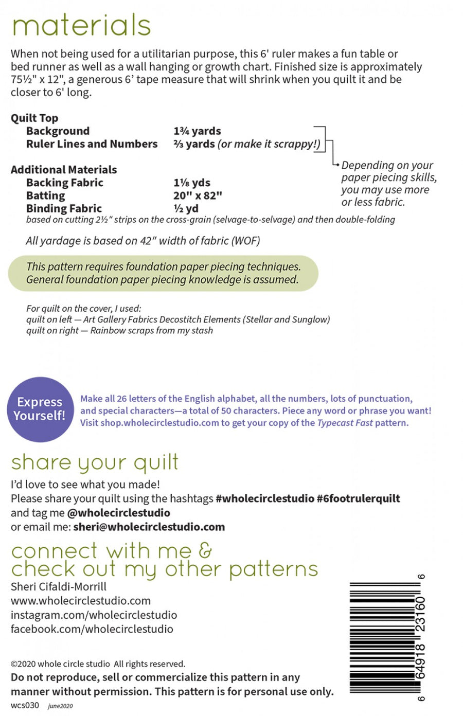 6 Foot Ruler Quilt Pattern Pattern – Quilting Books Patterns and Notions