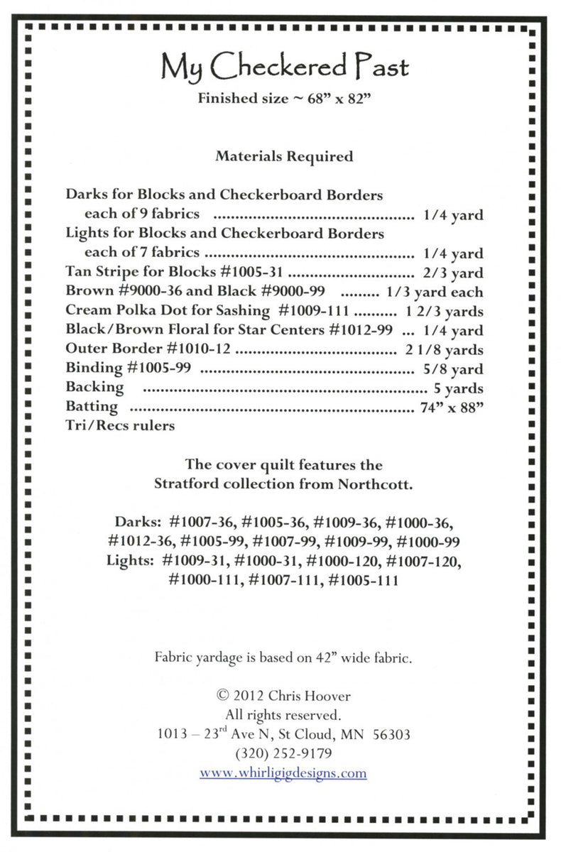 My Checkered Past Quilters – Quilting Books Patterns and Notions