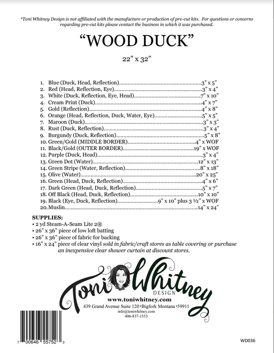 Wood Duck Pattern – Quilting Books Patterns and Notions