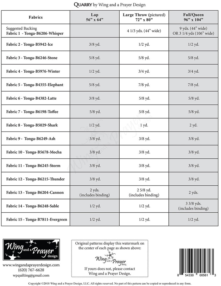 Quarry Quilters Pattern – Quilting Books Patterns and Notions