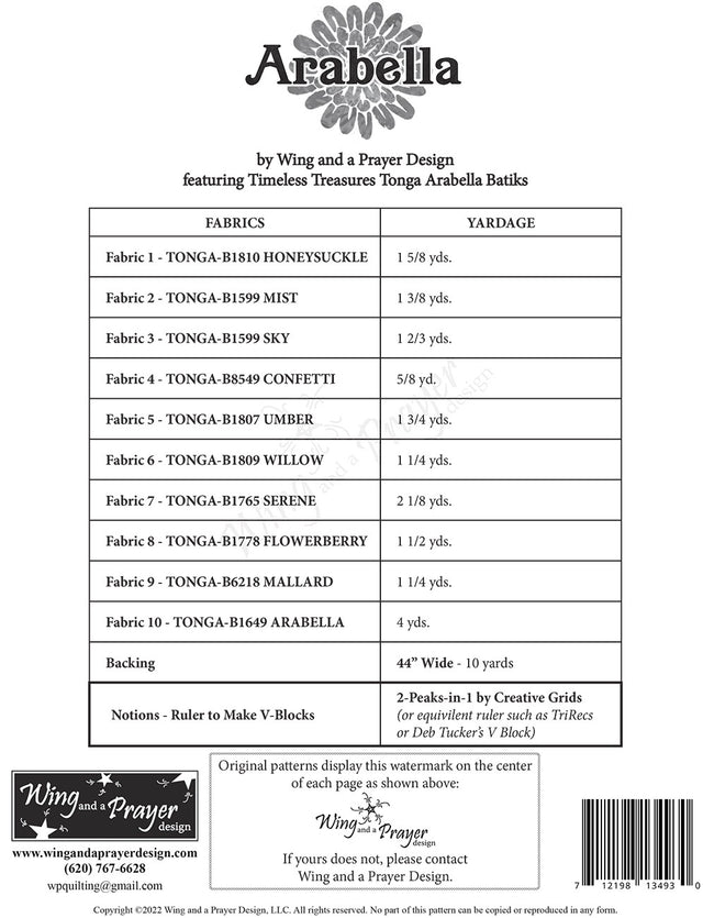 Arabella Block of the Month Pattern – Quilting Books Patterns and Notions