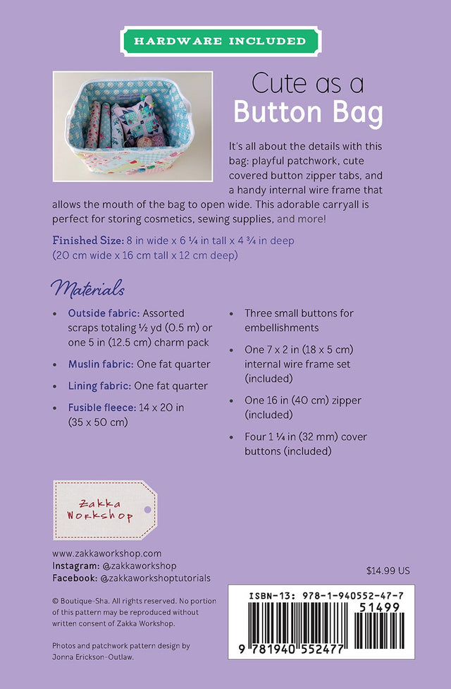 Cute As A Button Bag Pattern – Quilting Books Patterns and Notions