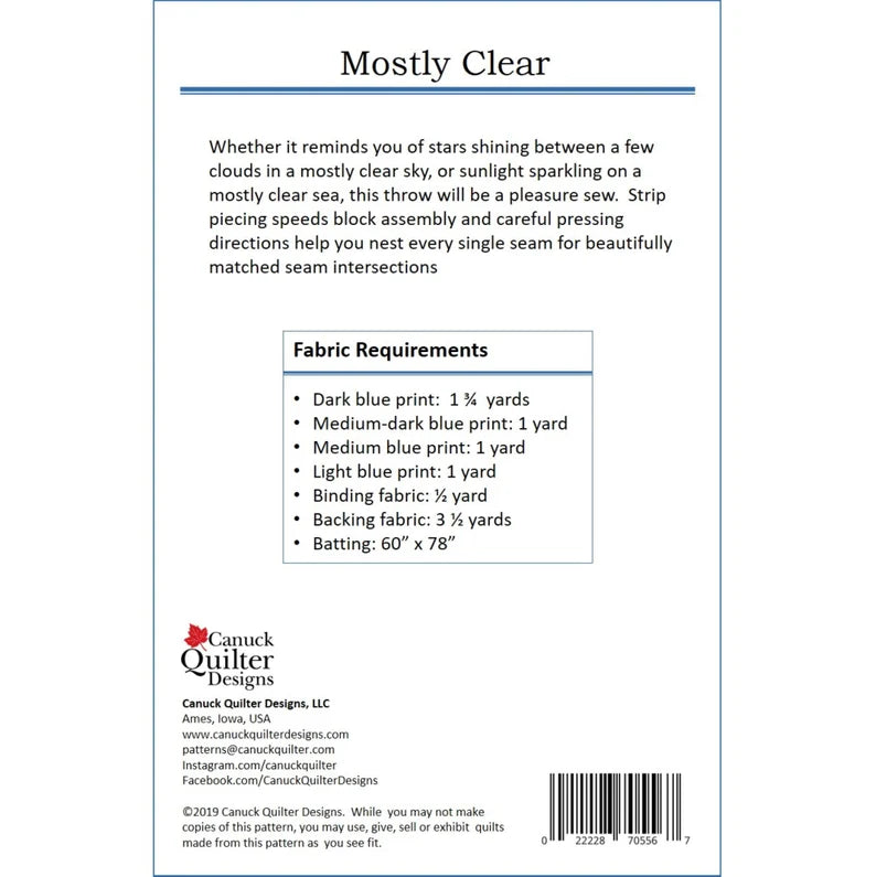 Mostly Clear Quilt Pattern – Quilting Books Patterns and Notions